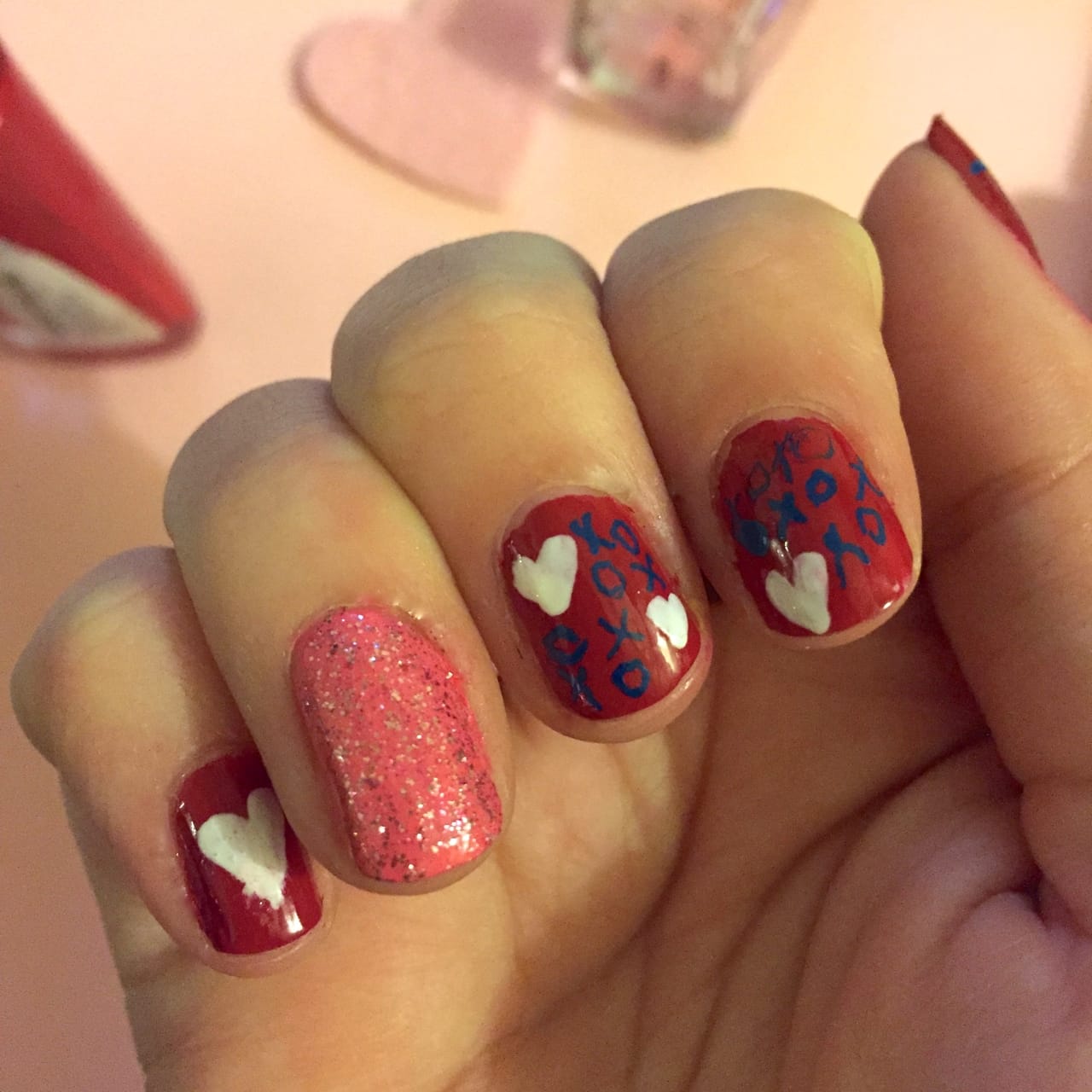 Xoxo Valentines Nail Art • Katie Crafts